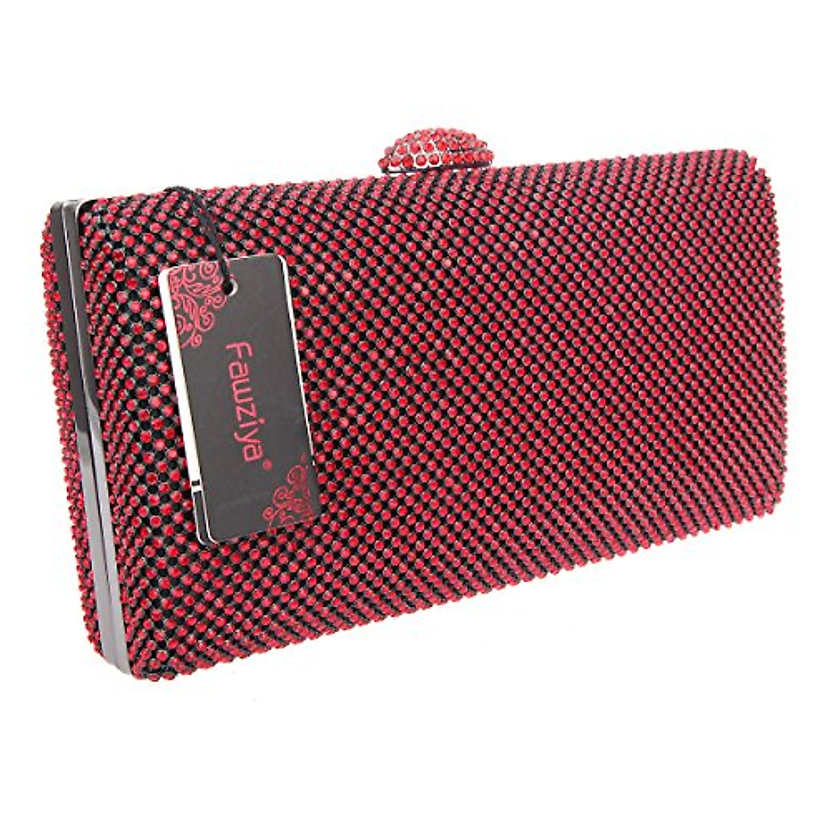 Fawziya Evening Bags And Clutches Envelope Rhinestone Purse-Red