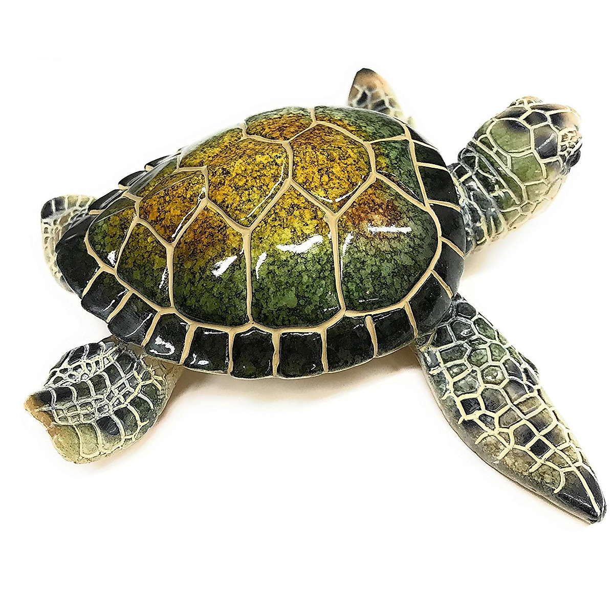 Green Tree Products Sea Turtle Resin Figurine, Indoor Outdoor Decor, 6.25 Inches Wide
