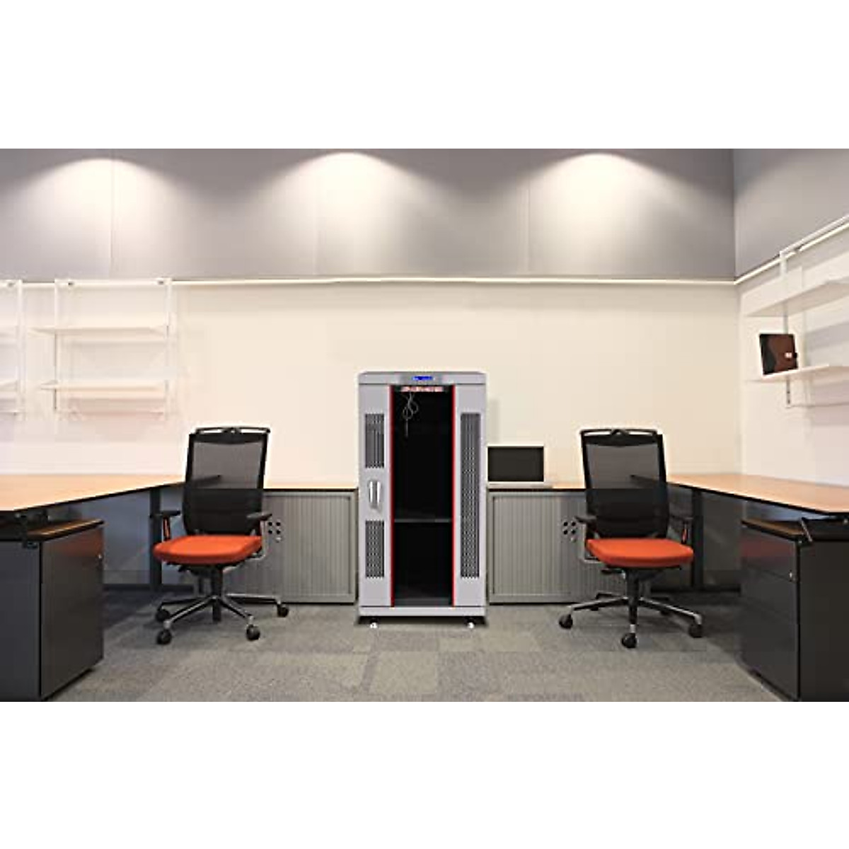 Sysracks 22U 35 Inch Deep Grey White Server Rack IT Network Data Rack Cabinet Enclosure Fully Lockable on Wheels - LCD Screen - Ventilation System - PDU - Glass Door - Rich Accessories Kit