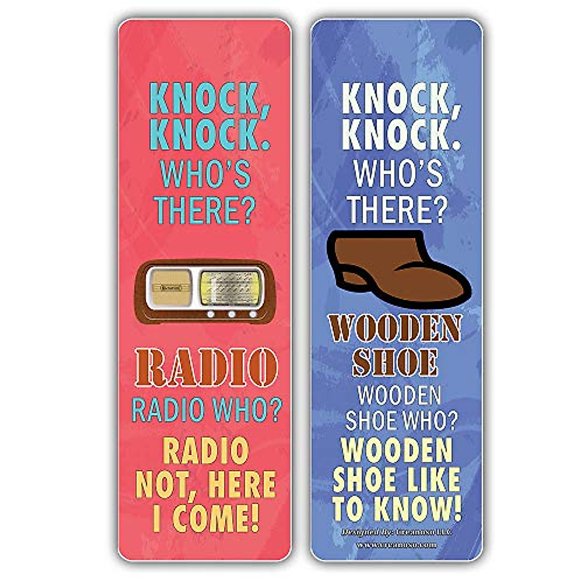 Creanoso Funny Knock-Knock Jokes Puns Bookmarks (30-Pack) – Unique Stocking Stuffers Gifts for Boys & Girls, Unisex Adults – Cool Book Page Clippers Collection Set for Knock-Knock – Awesome Giveaways