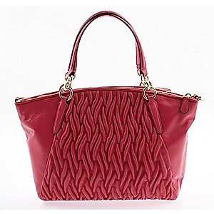 COACH Small Kelsey Satchel in Gathered Twist Leather in Dahlia F37081 IMDUL