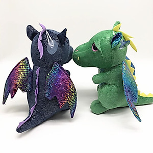 YUKOUQIAN Dragon Stuffed Animal Cute Dragon Plush Doll Toy 10 inch for Girls Boys Christmas (Dragon Black 25cm)