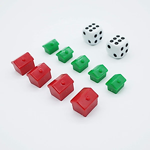 46 Pieces Game Replacement Pieces Games Hotels Houses and Dice, Game Set of Plastic