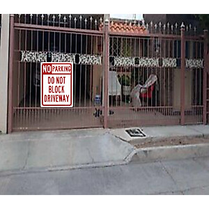 No Parking Sign Do Not Block Driveway Sign, (2 Pack) 10 x 14 Inches Rust Free Aluminum Metal Sign, UV Protected Weather Resistant Durable In Easy to Mount