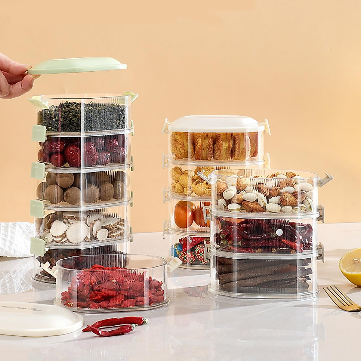 Food Storage Containers with Lids Airtight, Plastic Storage Meal Prep Container-Stackable Food Preservation Organizer Box 100% Leakproof & BPA-Free Organization and Storage Sets (White,4)