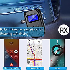 Bluetooth Transmitter Receiver, Wireless aux Bluetooth Adapter for TV/PC, Low Latency 4-in-1 Wireless Bluetooth 5.0 Audio AUX Adapter with Display Screen for Car/Home Stereo System, TV, PC