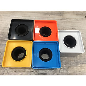 Tsnamay 2Pcs Square Cube Microphone Stand,ABS Interview Microphone Logo Mic Microphone Flag Station Logo,White