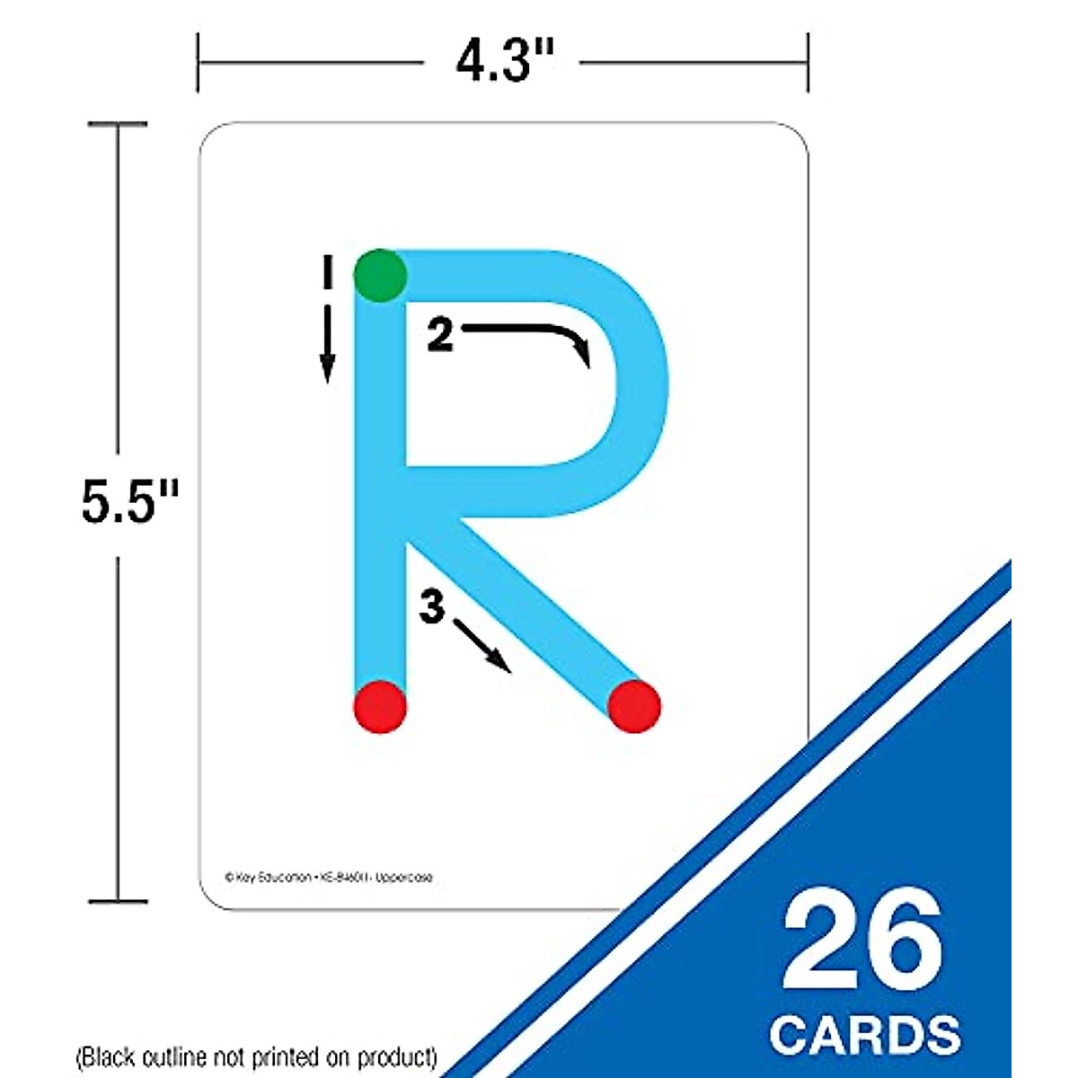 Key Education Uppercase Letters: Textured Touch and Trace Cards—Color-Coded Alphabet Cards with Tracing Points and Directional Arrows, Alphabet Learning and Letter Recognition Skills (26 pc)