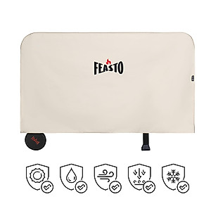 Feasto Three-Shelf Movable Food Prep and Work Cart Table, Home and Outdoor Multifunctional Stainless Steel Table Top Worktable on Two Wheels, L39.5''x W25.6''x H33'', Cover Included