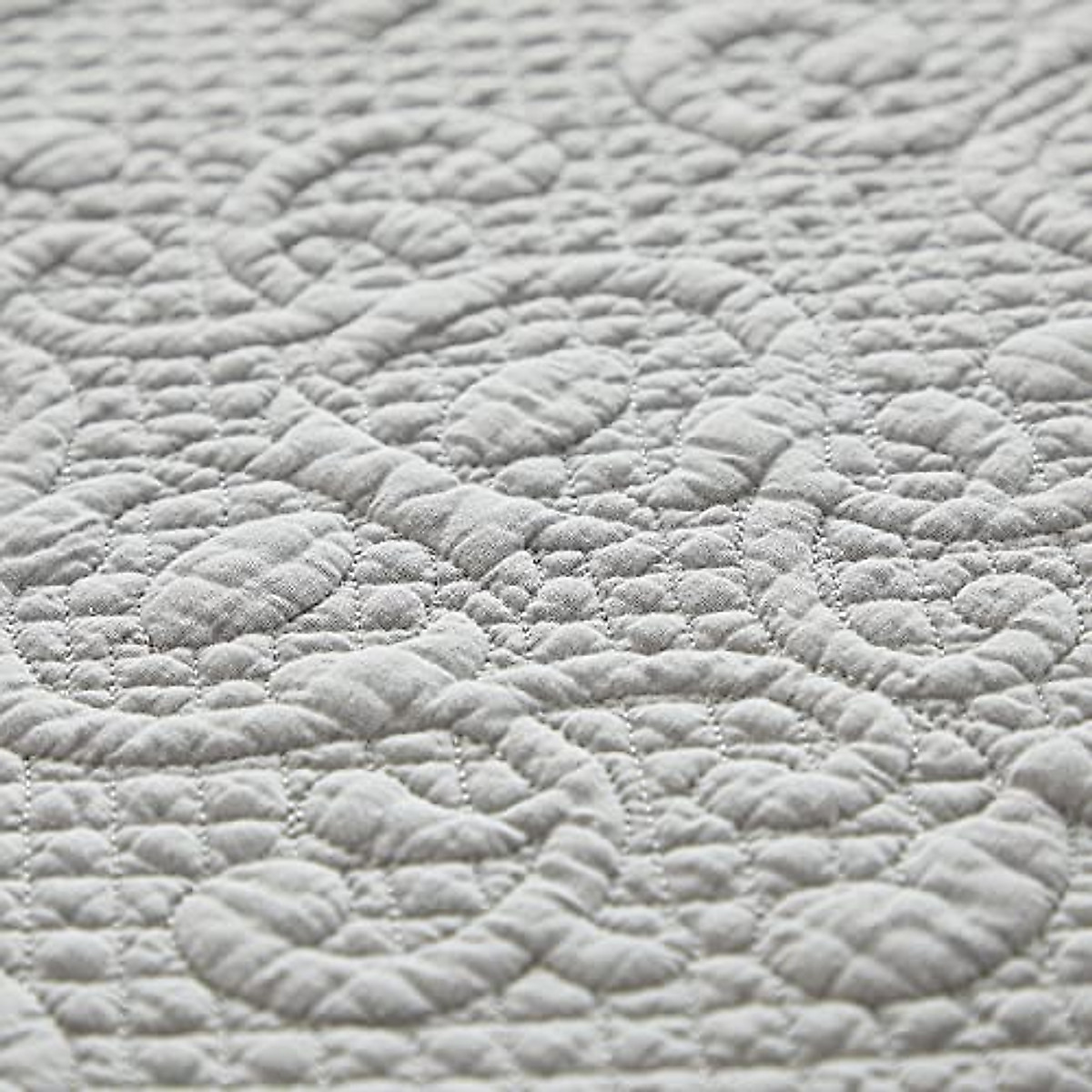 Brandream 4-Piece Grey Quilt Set Cotton Queen Size Luxury Scalloped Bedding Matelasse Coverlet Quilted Comforter Set