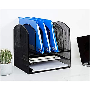 Amazon Basics Mesh Six Slot File Storage Office Organizer with Double Tray
