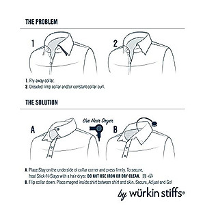 Würkin Stiffs Stick-N-Stays Magnetic Collar Stays Includes (10) Magnetic Adhesive Polo Stays and (2) Power Button Magnets | Gift for Men | As Seen on Shark Tank