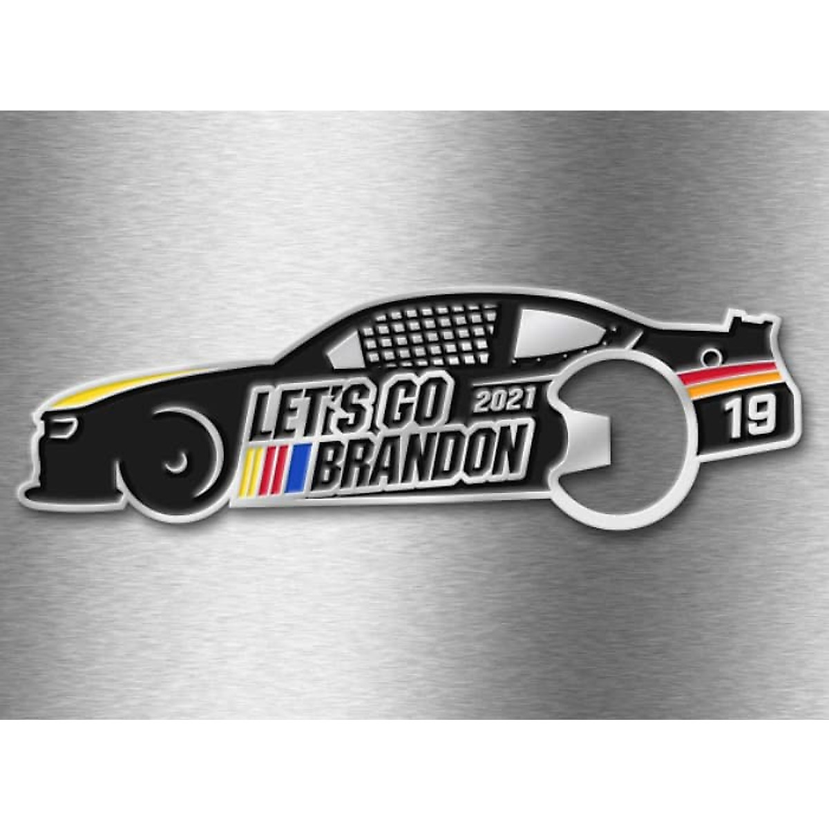 Milspin Let's Go Brandon Magnetic Bottle Opener - Political Gift | Trump | Biden | NASCAR | Gag Gift | For Conservative or Libertarian, Not Liberal | FJB | LGB