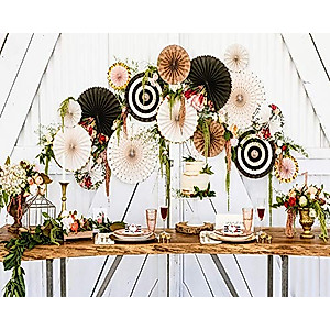 zilue Party Hanging Paper Fans Decoration Set for Wedding Birthday Party Mother's Day Round Events Accessories Set of 8