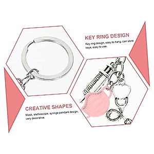 GALPADA 4pcs Stethoscope Keychain Key Fob Nurse Key Chain Novel Keychain Car Pendant Nurse Keychain Doctor Keychain Key Pendant Decorative Key Chain Nurse Key Ring Key Holder Alloy