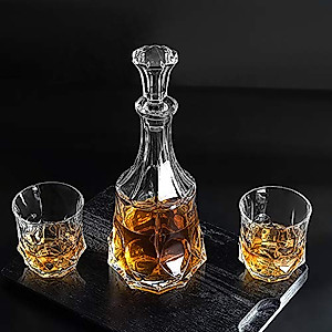 KANARS Whiskey Decanter Sets for Men, 25 Oz Liquor Decanter with 10 Oz Crystal Glasses in Luxury Box for Bourbon Scotch Rum Tequila Vodka, Whisky Gifts for Father's Day Birthday