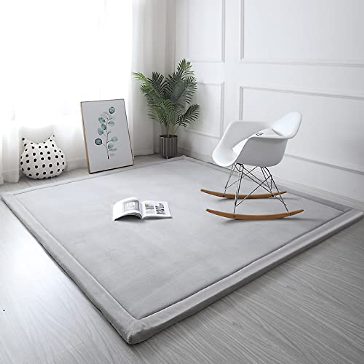 Eanpet Soft Tatami Mat 5' x 7' Area Rug Pad Non-Slip Memory Foam Carpet Large Playmats for Kids Crawling Mat Anti-Skid Doormats Living Room Bedroom Mat Women Gym Mat (Grey)