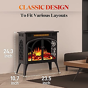 Rintuf Electric Fireplace Heater, 1500W Infrared Fireplace Stove with 3D Flame Effect, 5100BTU Electric Fireplace with Remote Control, Ideal for Indoor Outdoor Home Use