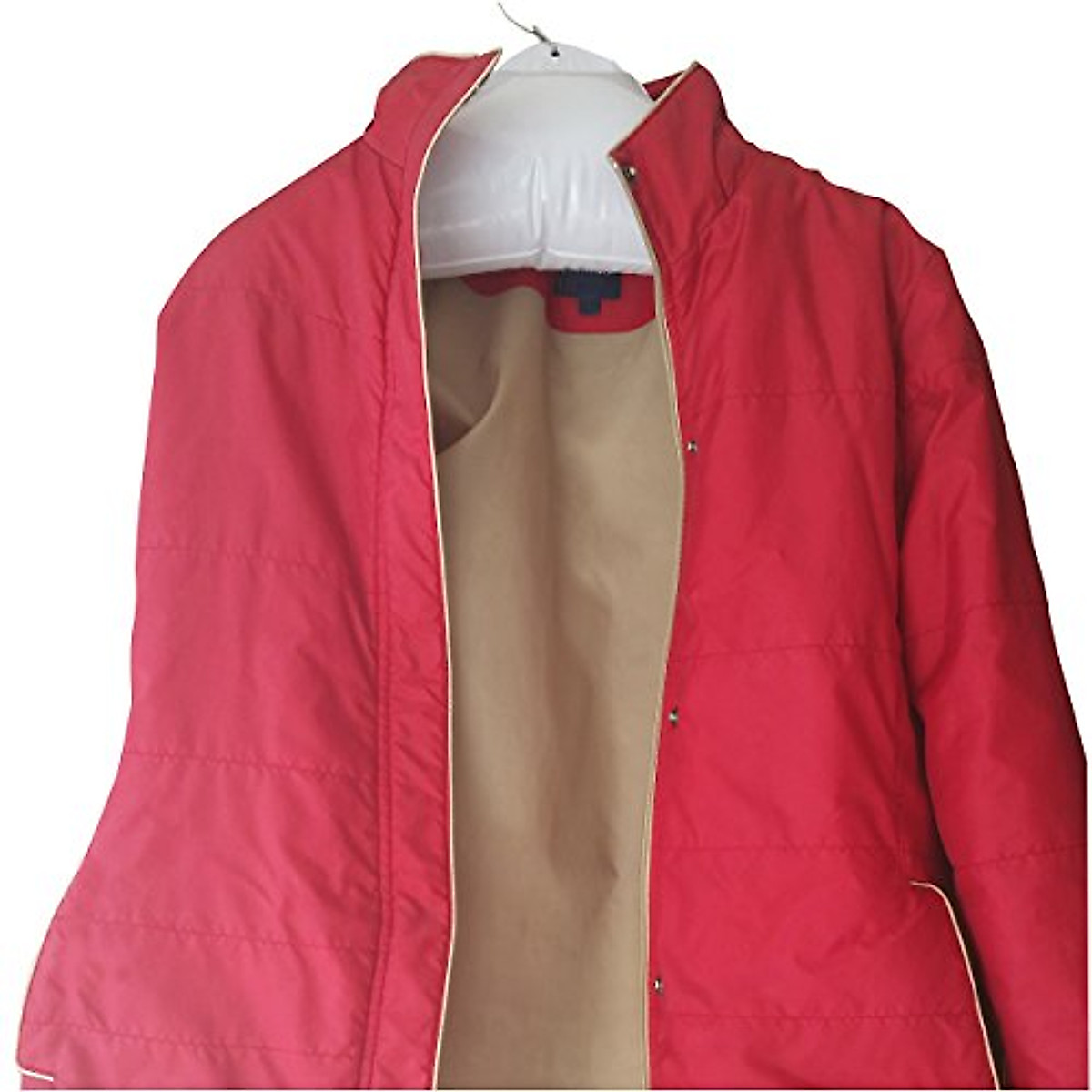 Coralpearl Inflatable Hanger Travel X 4, White Round Shoulder, Portable Folding Clothes Drying Rack in Metal Hook,Space Saving Coat Storage Set Non Slip Foldable for Home Car Camping Indoor Outdoor