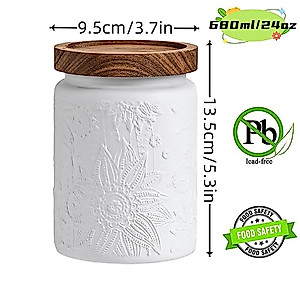 Amzcku 24 OZ Vintage Glass Jars Canister Airtight Storage Jar Container with Airtight Wood Lid, For Kitchen, Coffee, Flour, Sugar, Beans, 4Pack