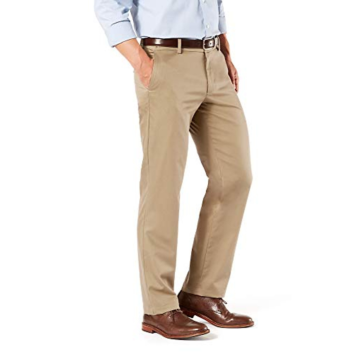 Dockers Men's Straight Fit Signature Lux Cotton Stretch Pant, New British Khaki, 34W x 30L
