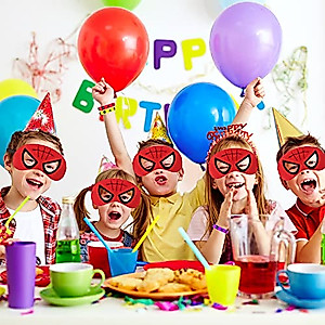 Spiderman Birthday Party Supplies,106Pcs Party Favors,Include 12 Button Pins,12Pcs Key Chain,12Pcs Hand Bracelet,14 Spider Masks,56 Stickers,Best For Spiderman Themed Party