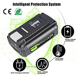 REACELL OP4060A 40V Battery Replacement for Ryobi 40V Battery 6Ah OP4040A OP4026 OP4030A OP4050A OP4060A1, 2 Packs 40V Battery Compatible for RYOBI 40V Tools