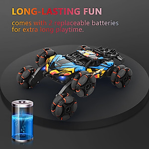 MOFOKEAY RC Cars 6WD Drift Stunt,Remote Control Car for Boys Age 6-12,360° Rotating Spray Car for Xmas Gifts