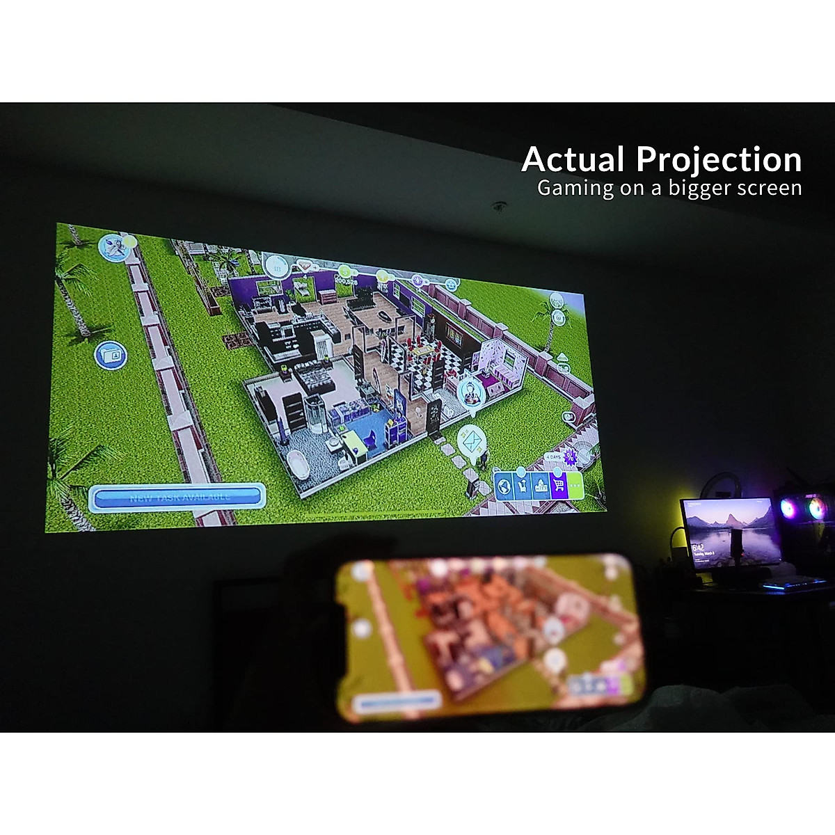 AAXA Technologies P8 Smart LED DLP Mini Projector, WiFi Bluetooth, Android 10.0, Wireless Smartphone Mirroring, USBC & HDMI Input, Built-in Netflix, YouTube, Support 1080p Portable Movie Projector