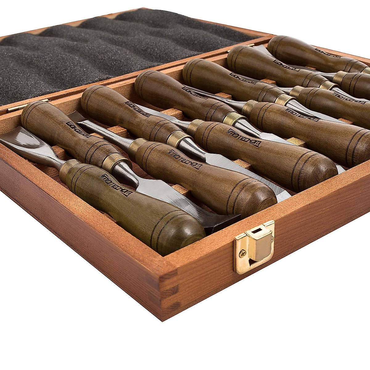 IMOTECHOM 12-Pieces Woodworking Wood Carving Tools Chisel Set with Wooden Box, Razor Sharp CR-V 60 Steel Blades