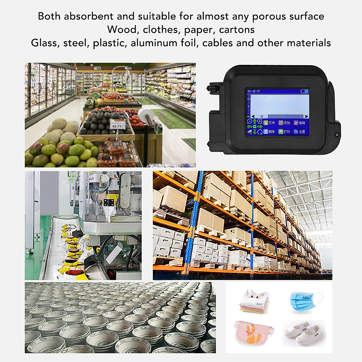 Hilitand Handheld Inkjet Printer Portable Inkjet Printer Mini Hand Printer Inkjet Coder Pocket Marking Device (US Plug)