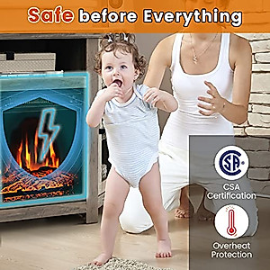 COSTWAY Fireplace Corner TV Stand for TVs Up to 50 Inches, Modern Electric Fireplace Entertainment Center with Remote Control, 3 Brightness, Overheat Protection (Gray)