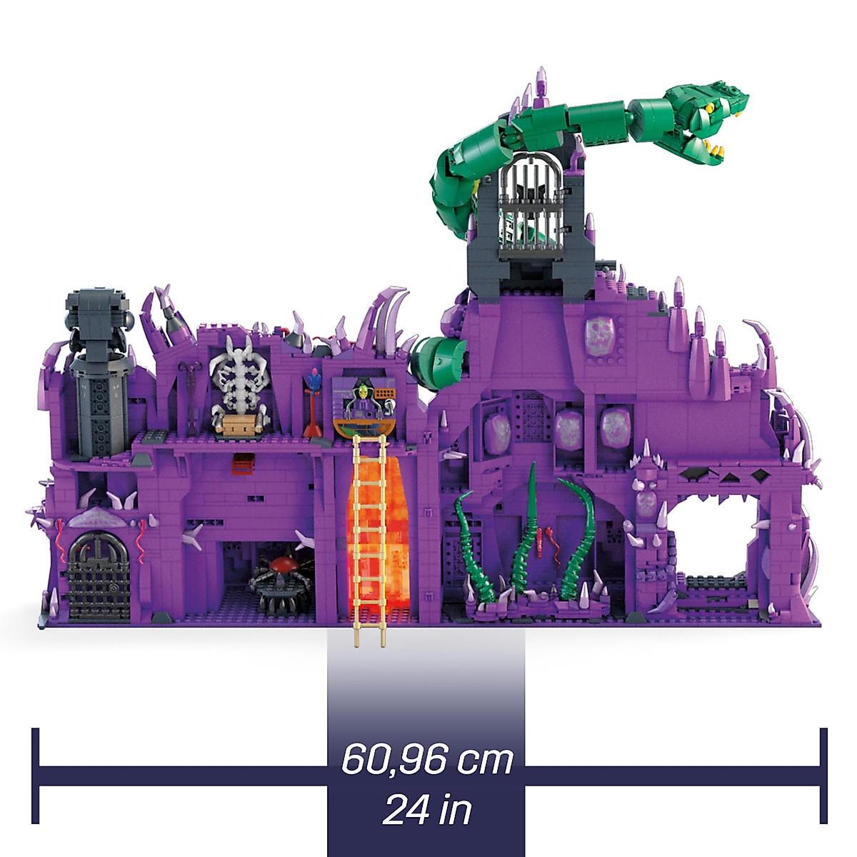 Mega Masters of The Universe Building Toys Set, Snake Mountain with 3802 Pieces, 24 Inches Wide, 6 Micro Action Figures, Adult Collectible