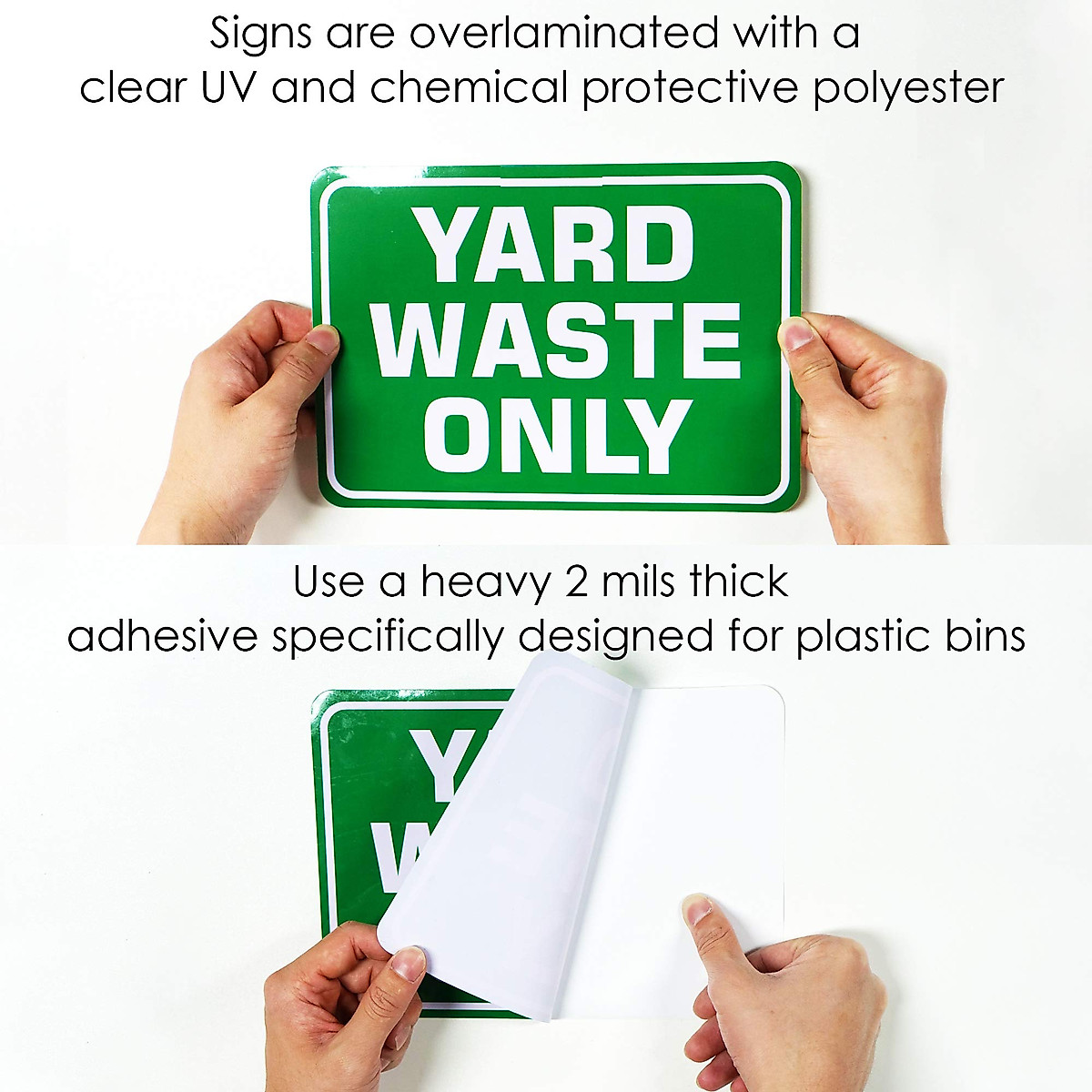 Yard Waste Sticker Yard Waste Only Signs 2 Pack 10" x 7" Recycle Yard Debris Only Stickers, Self Adhesive Vinyl Water Proof Yard Waste Decals, Outdoor & Indoor