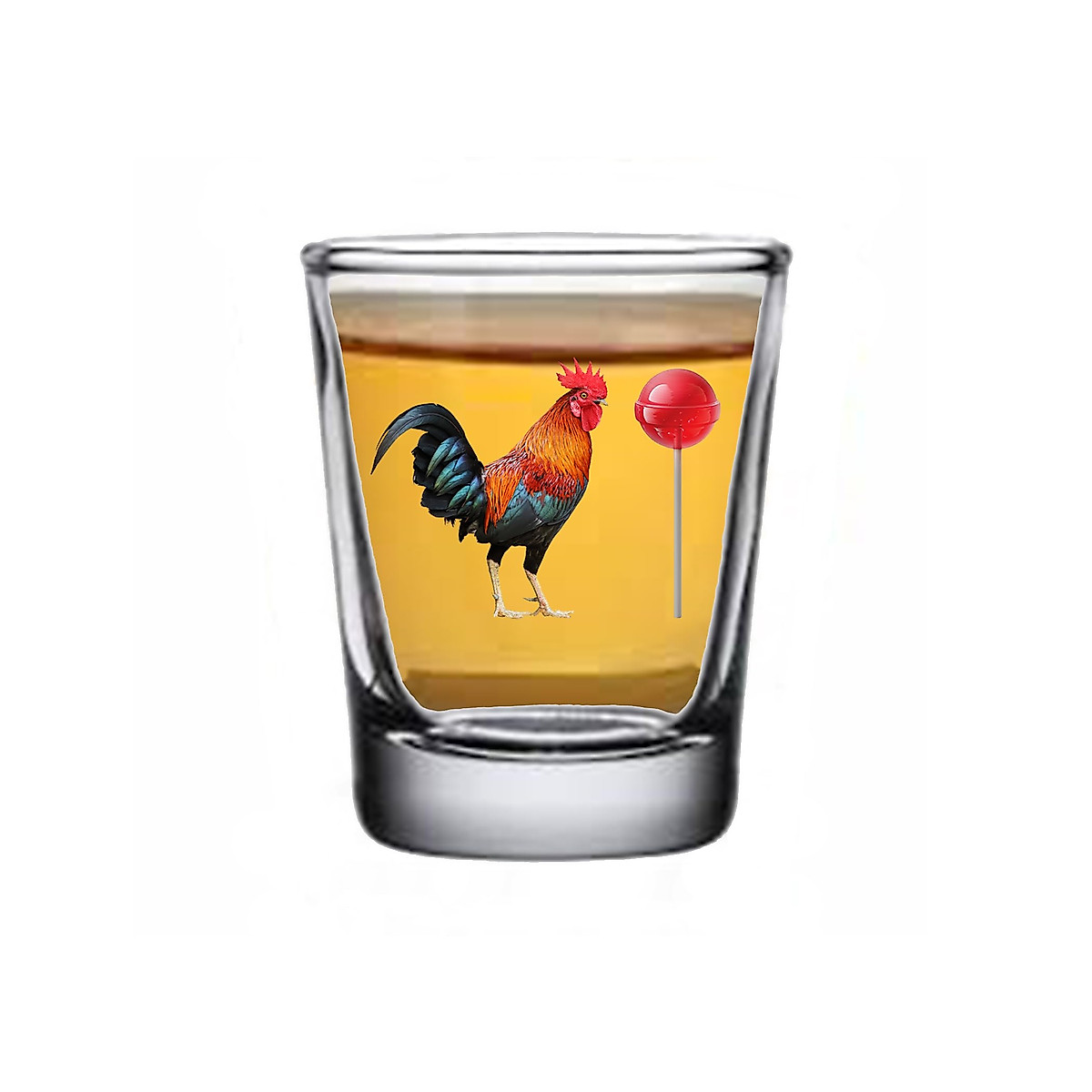 Rogue River Tactical Sarcastic Funny Rooster Sucker Shot Glass, Gift Idea for Friend, Coworker or Boss, 1.5 Ounce