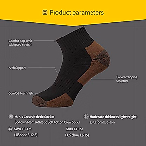 SOX TOWN Moisture Wicking Performance Work Boots Heavy Cushion Low Cut Socks Men 10 Pack(White XL)13-15