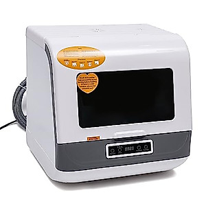 Guaopom Countertop Dishwasher, Automatic Dishwasher, Mini Dishwasher With 3 Washing Programs And Air-Dry Functio 75°C Hot Air Drying Portable Automatic Dishwasher for Apartment, Dorm Room