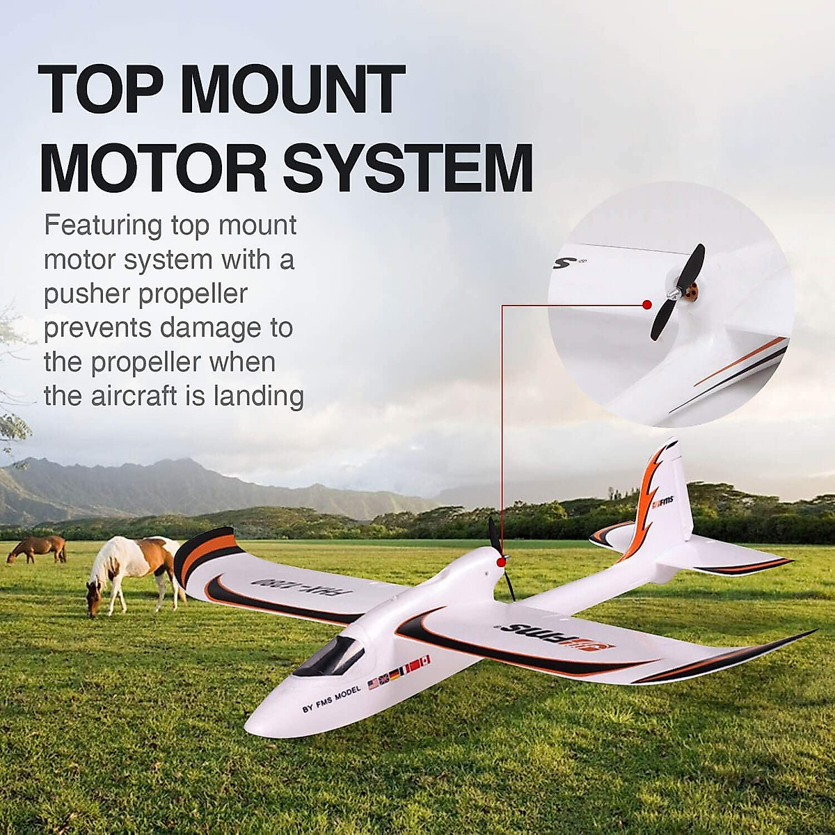 Fms Rc Plane for Adults Easy Trainer RC Airplane 4CH 1280mm (50.4") Wingspan Beginner Without Reflex RTF Ready to Fly (Included Transmitter/Receiver/Battery)