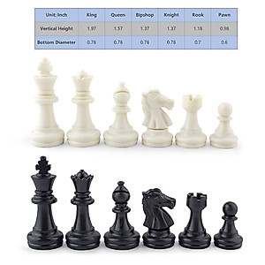 DINOBROS Chess Pieces Only Magnetic Plastic Chessman Set for Replacement of Missing Pieces - Complete Set of 32 Unweighted Game Pawns