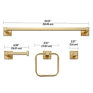 Globe Electric 65562 4-Piece Bath Hardware Accessory Kit, Matte Brass, Towel Bar, Towel Ring, Robe Hook, Toilet Paper Holder, Beauty Room Accessories, Home Improvement, Industrial Bathroom Décor