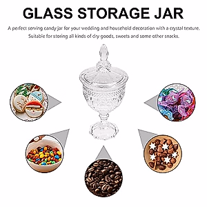 DOITOOL Glass Footed Candy Dish with Lid, Clear Covered Candy Bowls Crystal Candy Jar Cookie Jar Decorative Apothecary Jar Candy Buffet Containers for Buffet, Party, Home, Office