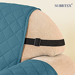 SUBRTEX Sofa Slipcover Reversible Sofa Cover Couch Cover Quilted Slipcover Furniture Protector with Elastic Straps Covers for Living Room Washable Slip Cover for Pets(Oversize Sofa, Blue)
