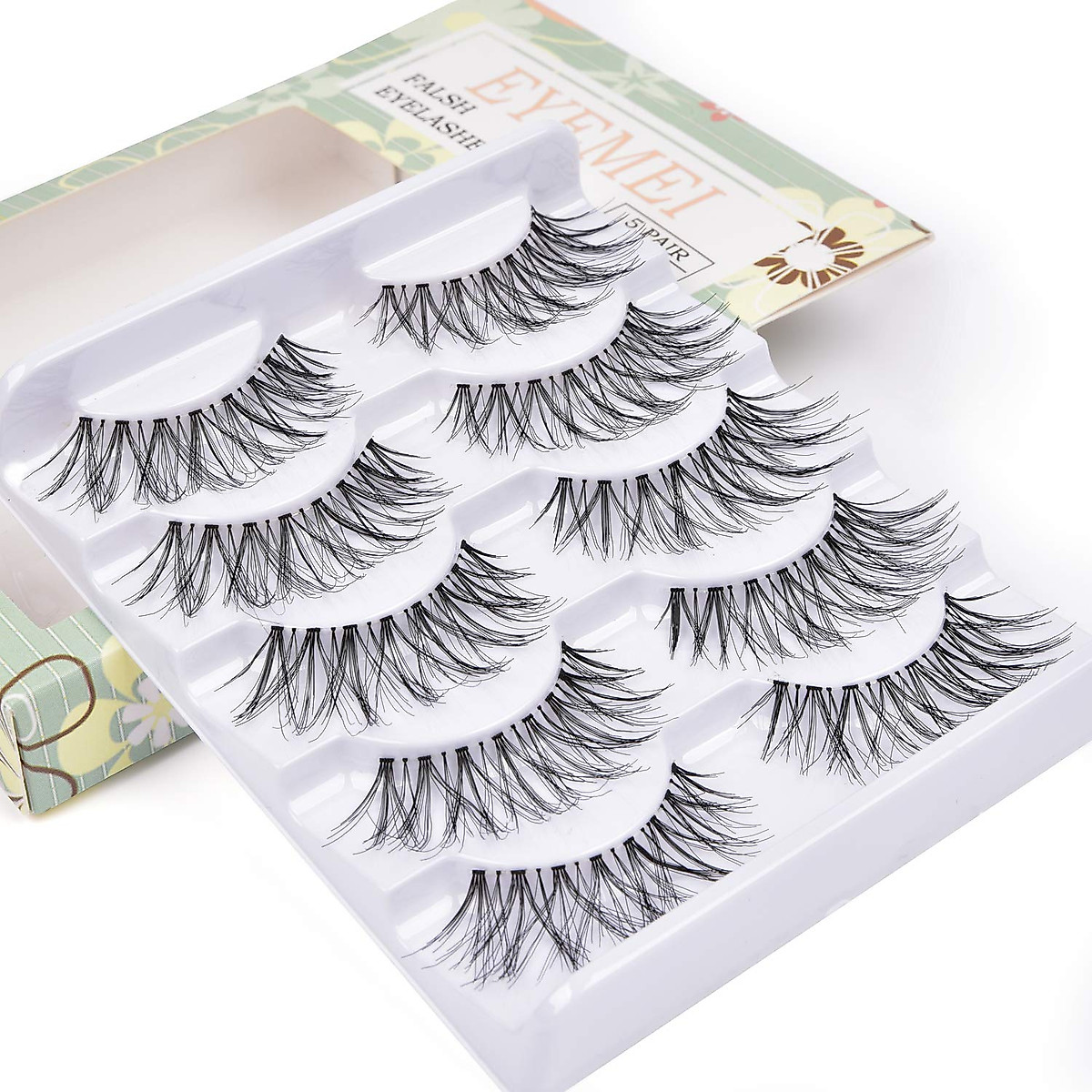 False Eyelashes 5 Pairs Multipack Synthetic Fiber Material 3D Lashes Natural Reusable Lashes for Professional Used for Women Girls by EYEMEI