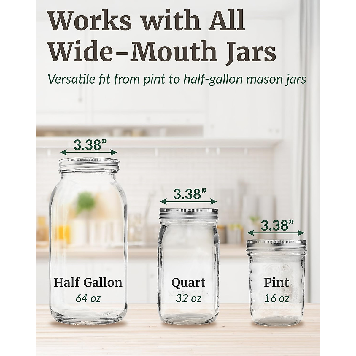 Mason Jar Fermentation Lids - Perfect Fermentation Kit for Wide Mouth Mason Jars (not included) - Make Delicious Sauerkraut & Kimchi, Airlocks for Fermenting Lids, Air Lock Fermenters - Set of 4