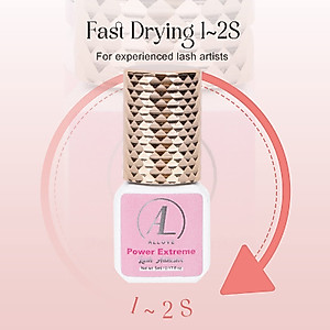 ALLOVE Eyelash Extension Glue for Lash Extensions 1-2s Drying Time Lash Extension Glue Retention up to 7-8 Weeks Power Extreme Waterproof Lash Glue for Eyelash Extensions Professional Use Only