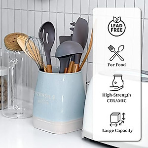 ADDFIT HOUSE Ceramic Utensil Holder - Large Ceramic Kitchen Utensil Holder for Countertop, Large Cooking Tools Organizer, Utensil Crocks for Kitchen Counter, Utensil Storage for Home Décor, Gifts
