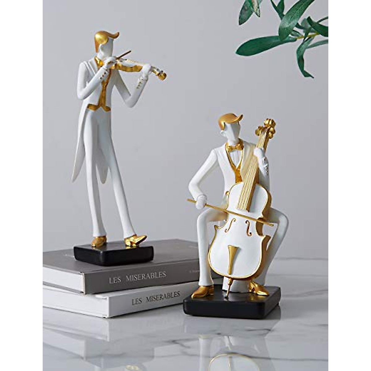 HAUCOZE Music Decor Figurine Cello Statue Modern Sculpture Home Gifts Table Centerpiece Crafts Polyresin Arts 8.5inch