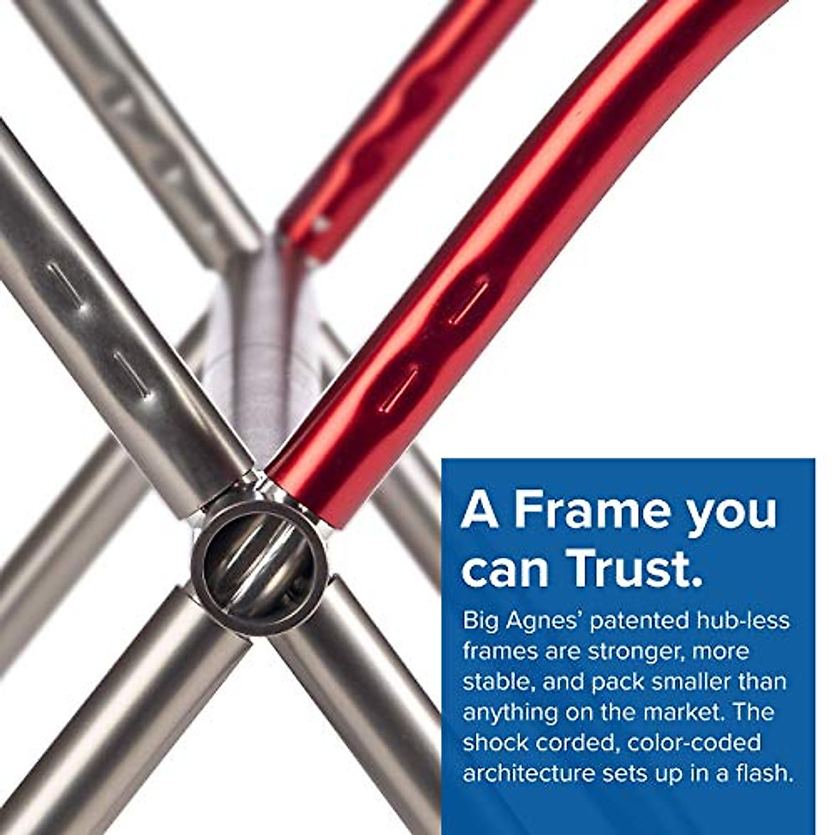 Big Agnes Big Six Camp Chair - High & Wide Camping Chair with Aircraft Aluminum Frame, Blue/Gray