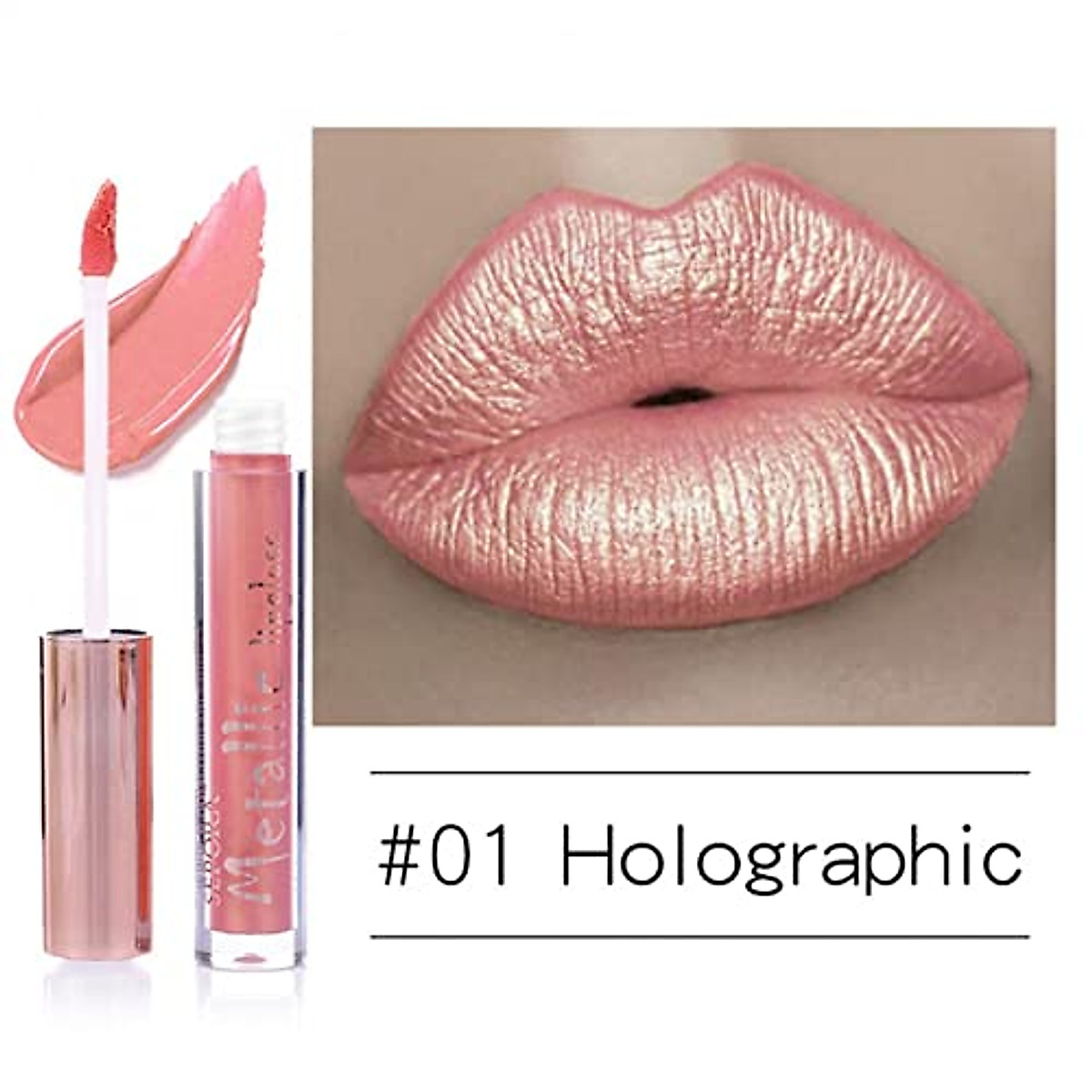 Matte Metallic Lip Gloss Long Lasting Waterproof Strong Pigmented Not Stick Cup Diamond Shimmer Liquid Lipstick Makeup for Women