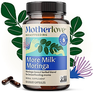 Motherlove More Milk Moringa (60 Liquid caps) Moringa-Based Lactation Supplement to Support Breast Milk Supply—Non-GMO, Organic Herbs, Vegan, Kosher